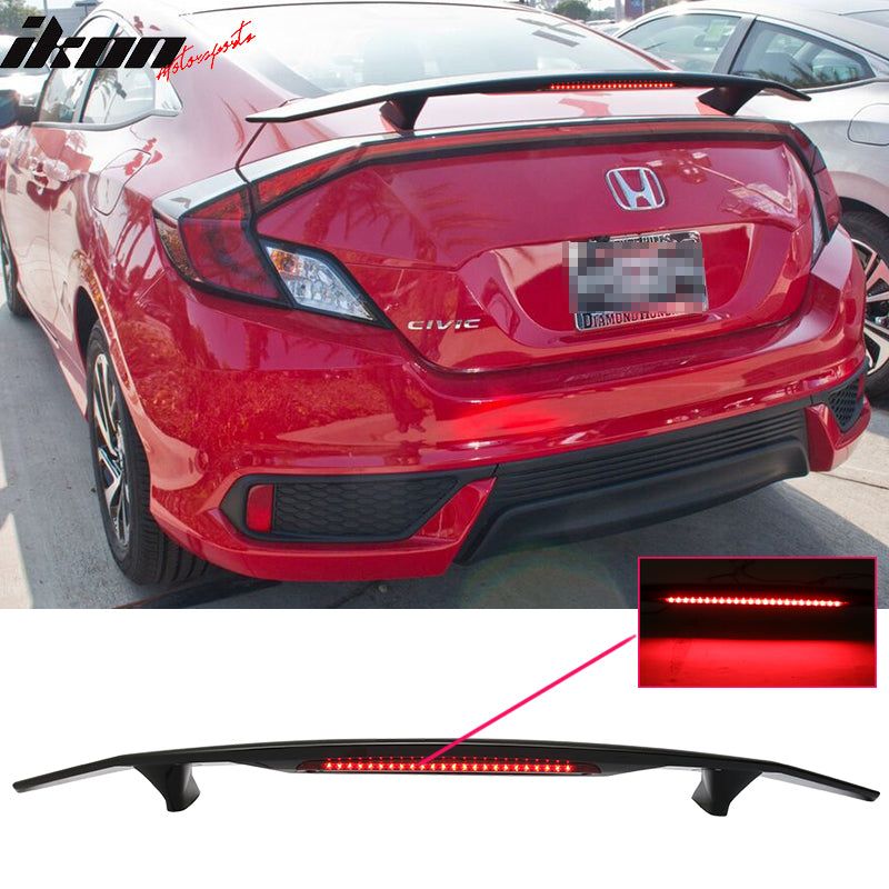 Universal Fit Glossy Black Trunk Spoiler Wing & 3RD Brake LED Light ...