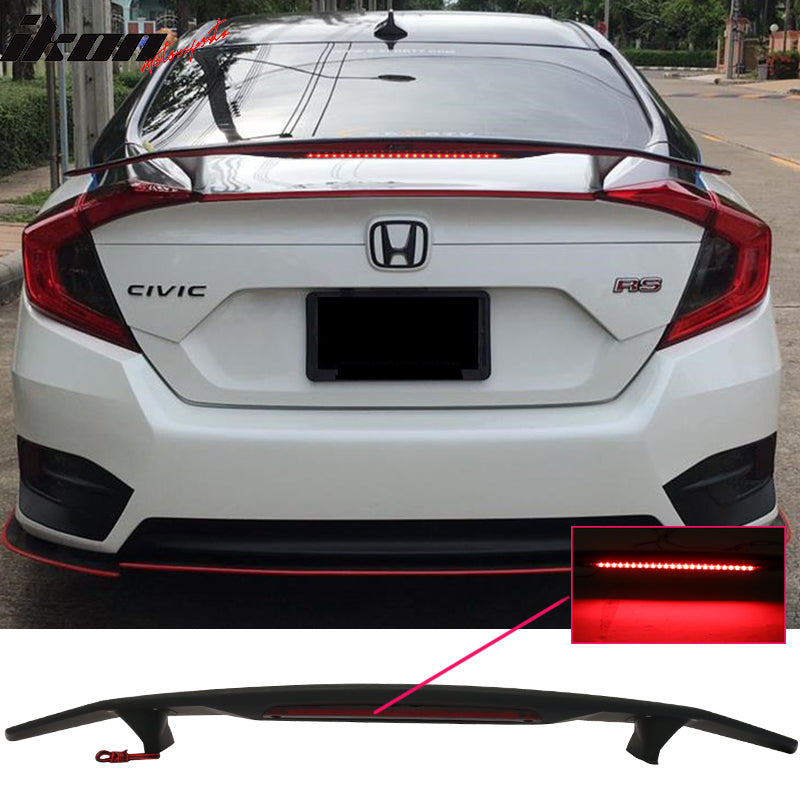 Trunk Spoiler Wing & 3rd Brake LED Light Compatible With Universal Car ...