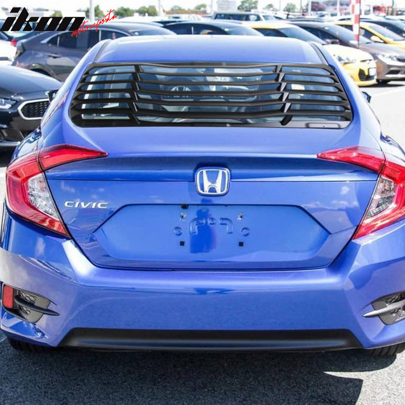 IKON MOTORSPORTS, Rear Window Louvers Compatible With 2016-2020 Honda ...