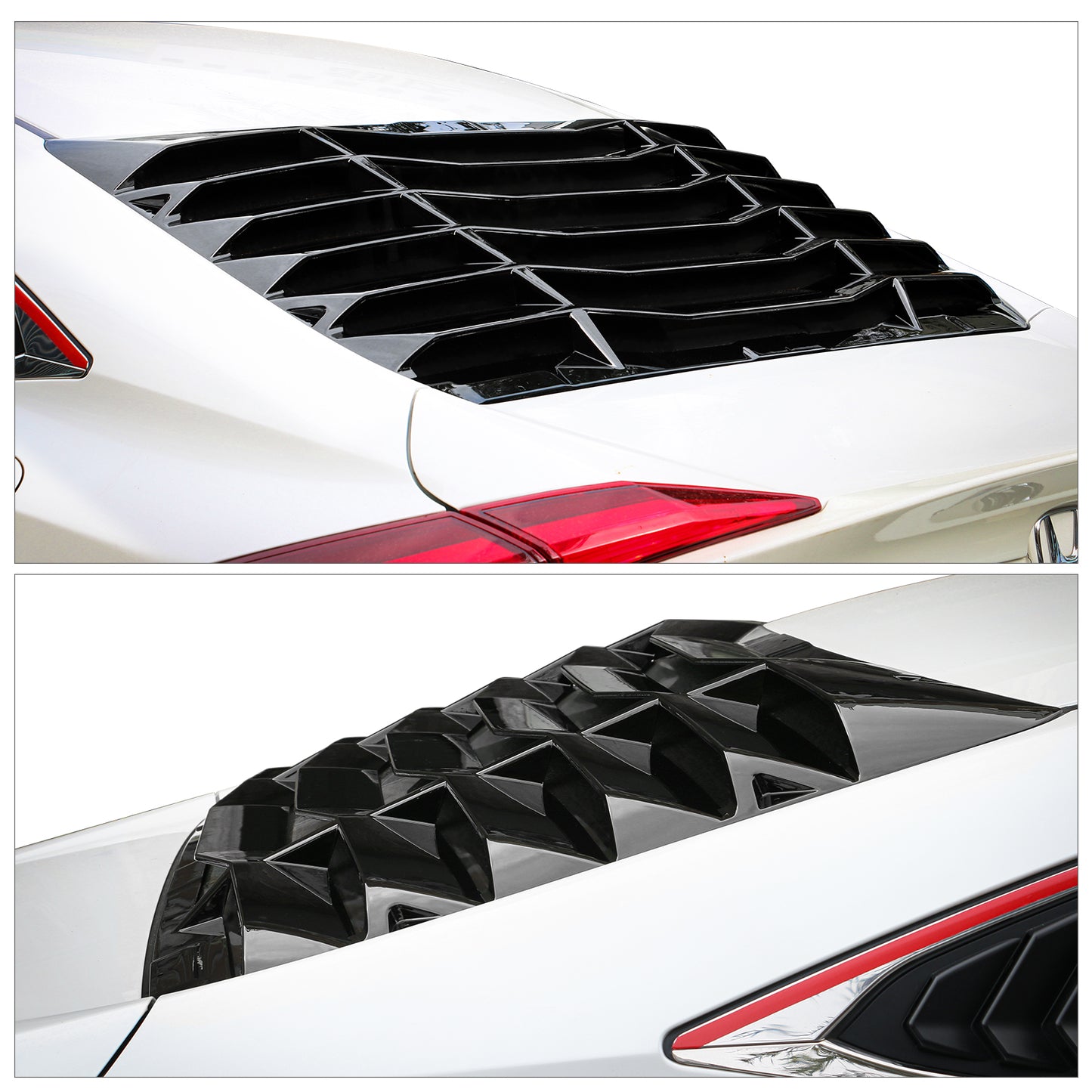 IKON MOTORSPORTS, Rear Window Louvers Compatible With 2016-2020 Honda ...